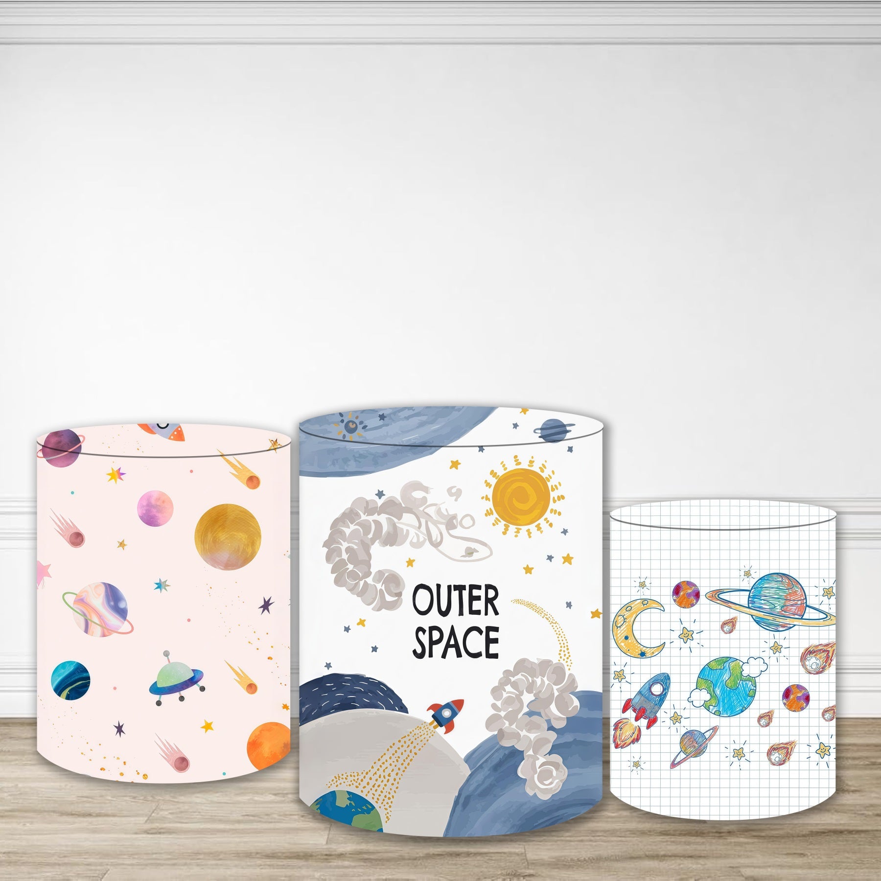 Pillar Cover Colorful Space Planet Adventure Cartoon Backdrop MRR10-25