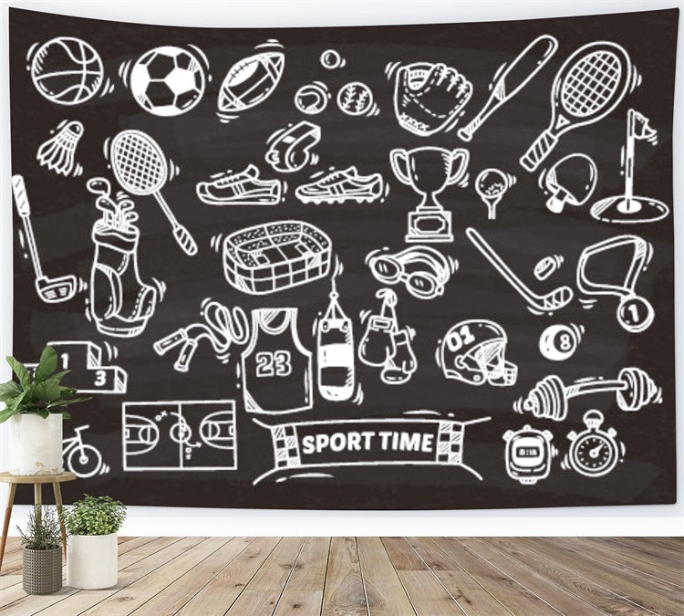 Back to School Sports Chalkboard Photography Backdrop BRP7-22 – Dbackdrop