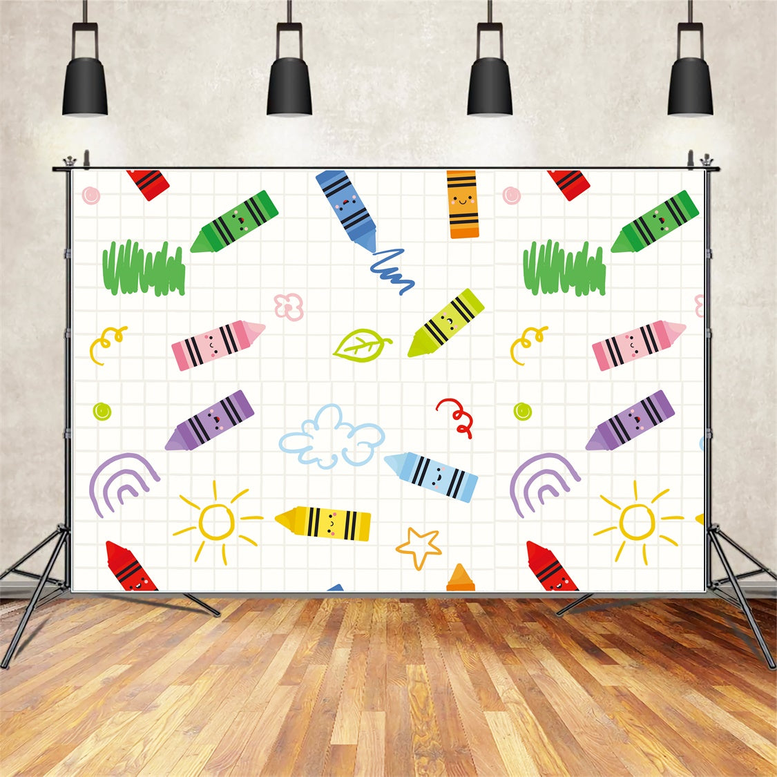 Back to School Crayon Stars Photography Backdrop BRP7-44 – Dbackdrop