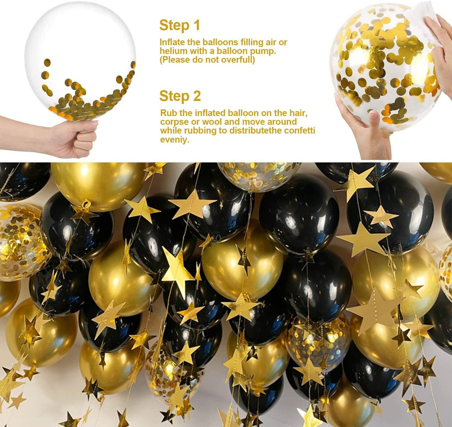 Black and Gold Balloon Arch Set Graduate Day Bachelor Party Balloon De ...