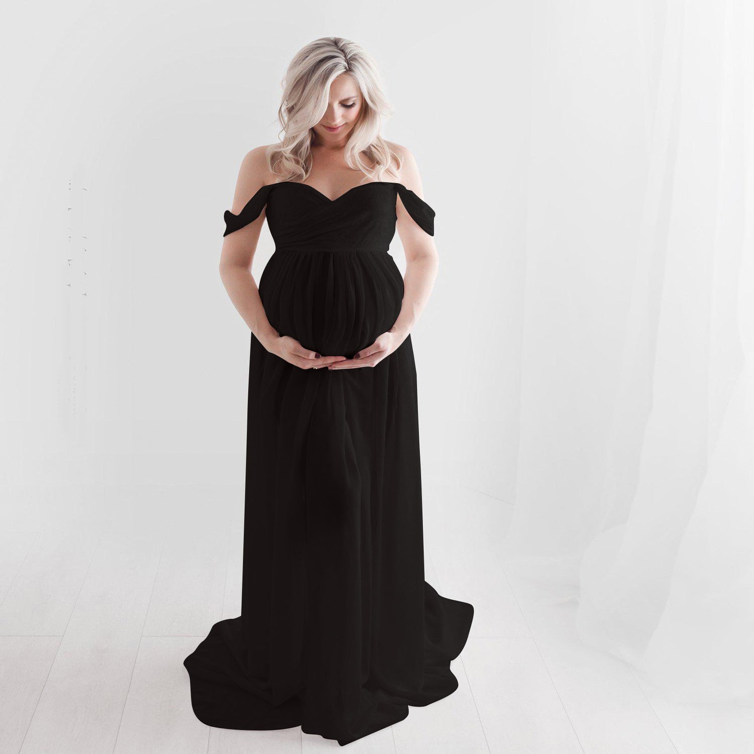 Maternity Portrait 2-in-1 Stretch Floor Length Maternity Photography D