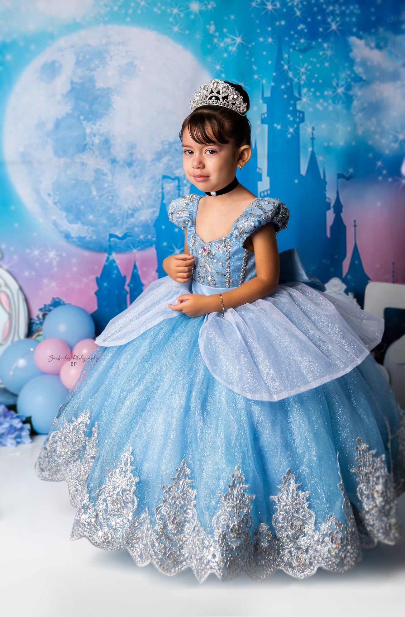 Blue Backdrop Castle Backdrop Starry Moon Background for Baby Photogra