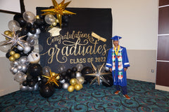 Graduation Congratulations Gold and Black Class Of 2025 Photo Backdrop