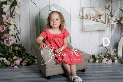 Pink Flowers Rustic House Spring Backdrop D1055