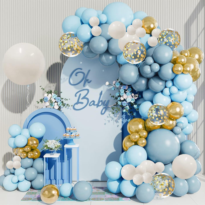 Matte Vintage Blue Baby Shower Ocean Birthday Party Decoration Balloon