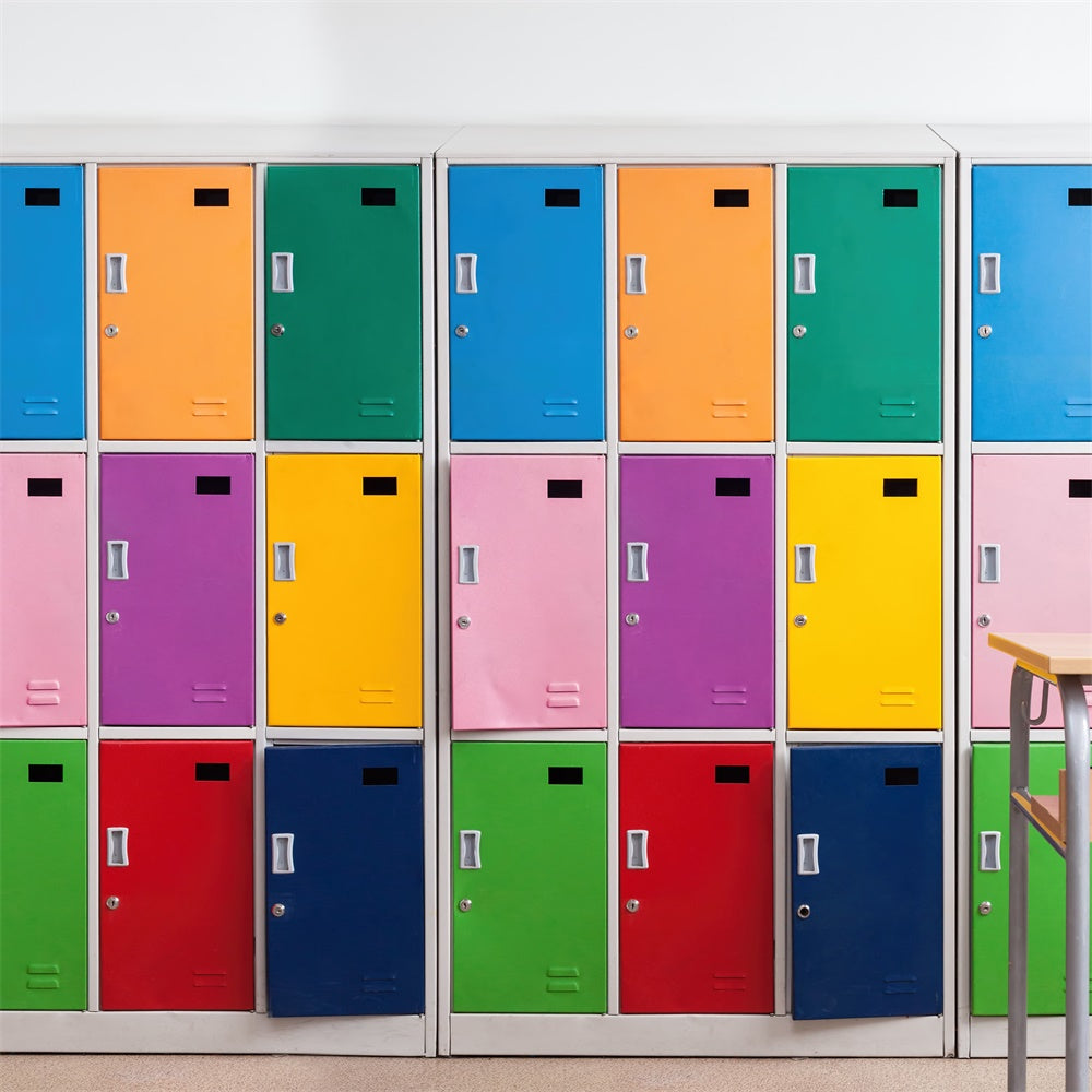 Back to School Colorful Lockers Wall Backdrop BRP7-33 – Dbackdrop