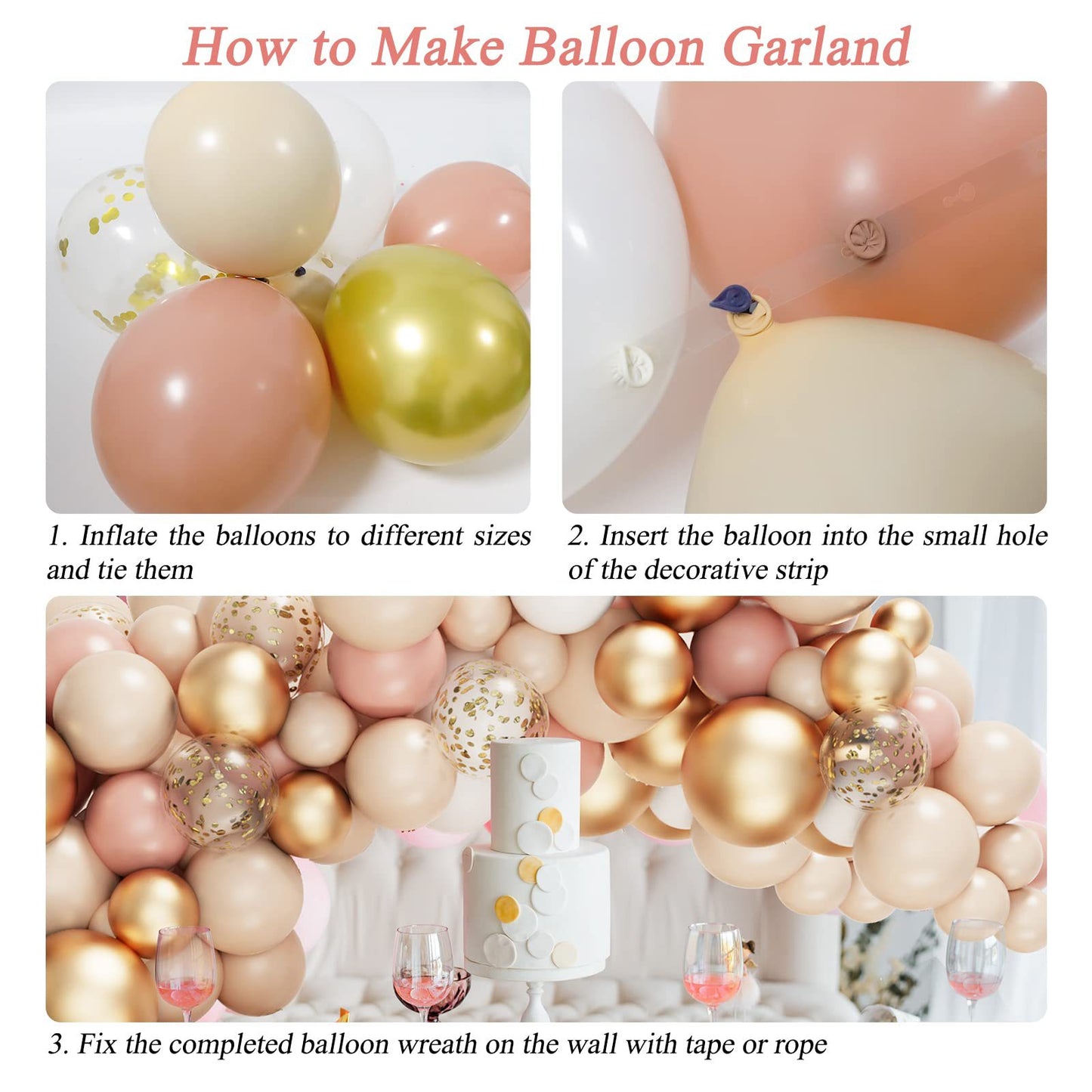 Vintage Gold Balloon Chain Wedding Party Birthday Arch Latex Balloons ...