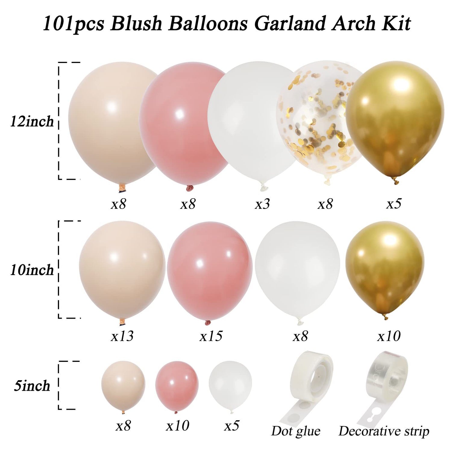 Vintage Gold Balloon Chain Wedding Party Birthday Arch Latex Balloons