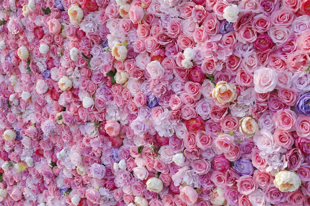 Silk Pink Rose 5D Roll-Up Artificial Flower Wall Events ACFW-013