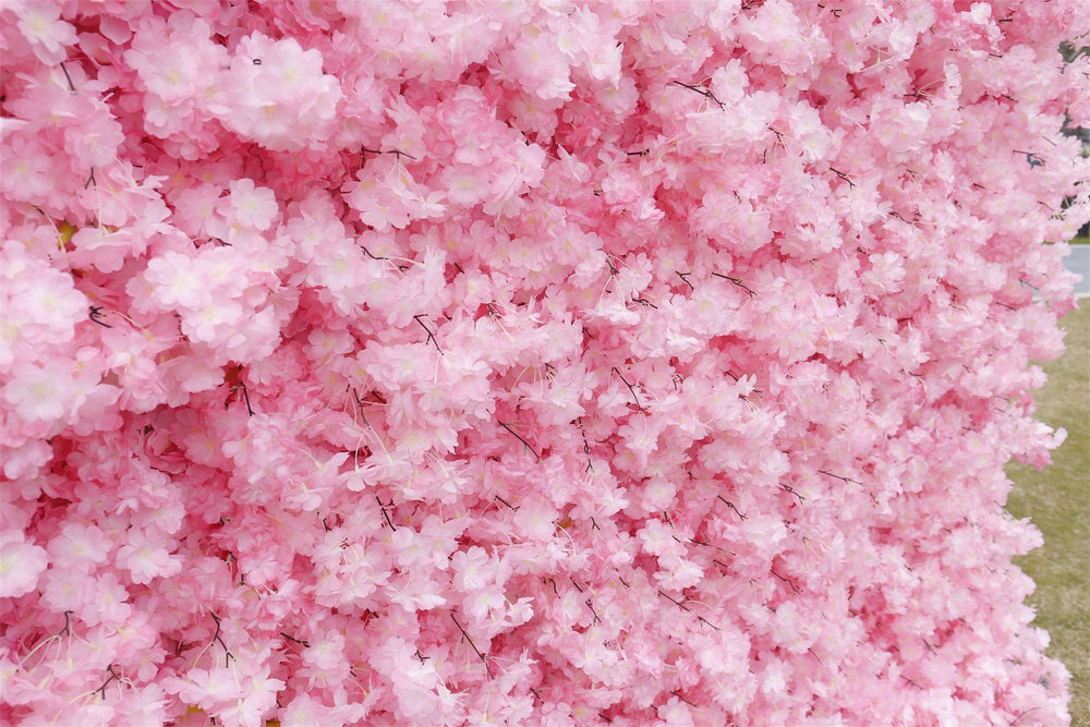 Pink & White Cherry Blossom Fabric Wall Rolling Up Flower Backdrop ACF