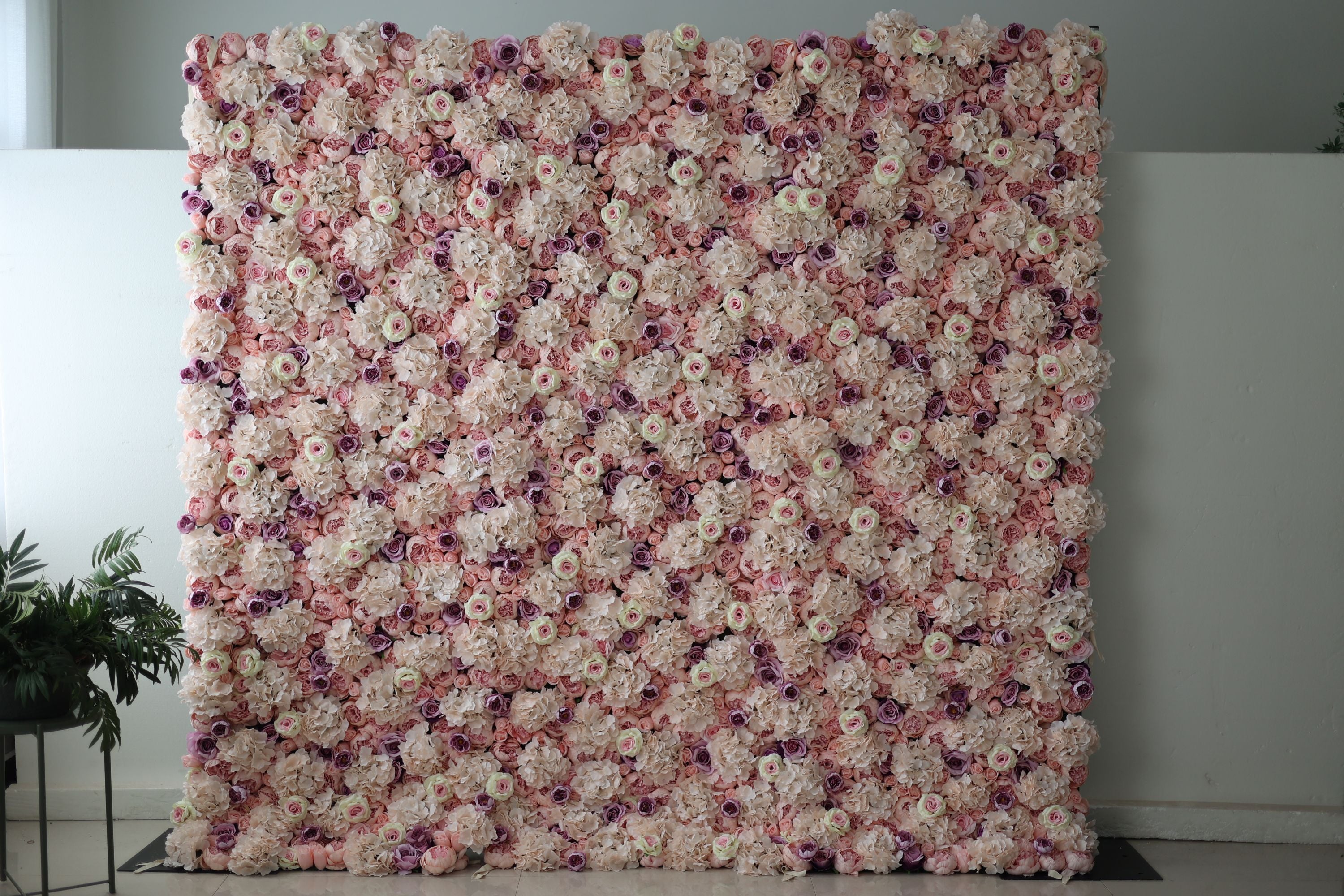 Pink Purple Rose Roll-Up Fabric Flower Wall Wedding Events AAFW-101