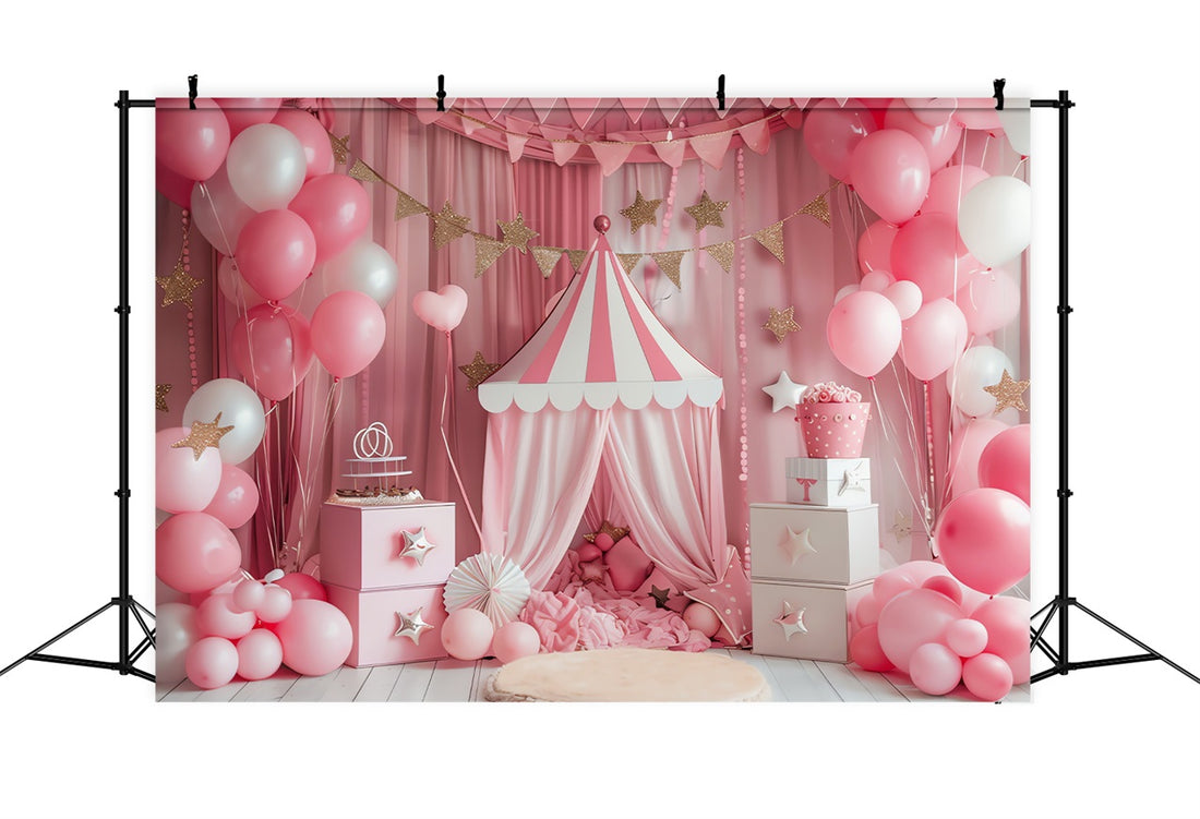 Circus Themed Backdrops Pink Carnival Glittering Stars Backdrop BRP1-1