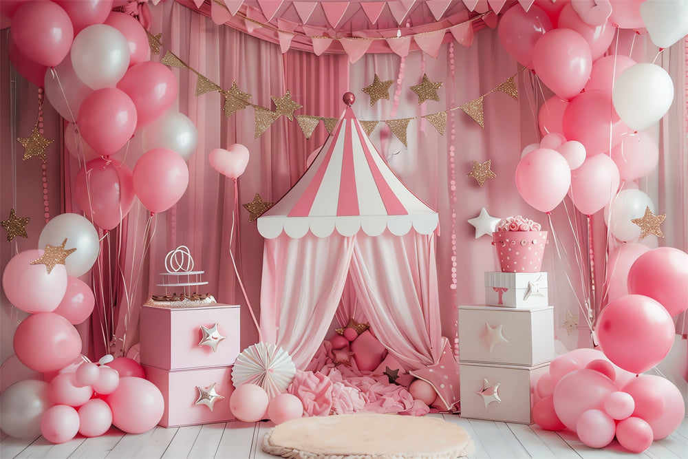 Circus Themed Backdrops Pink Carnival Glittering Stars Backdrop BRP1-1