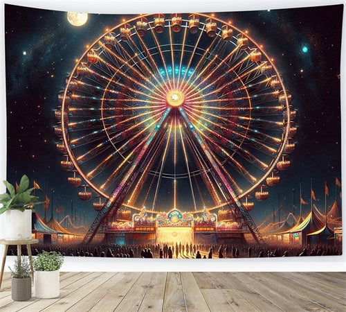 Backdrop Carnival Theme Starlit Ferris Wheel Night Backdrop BRP1-202