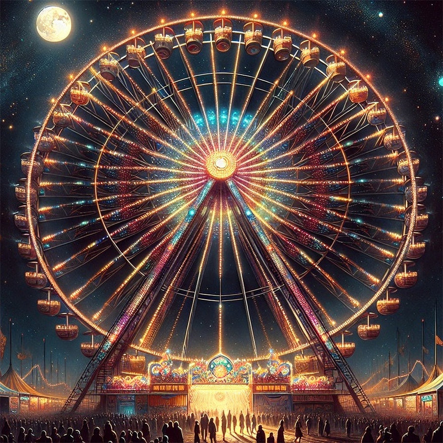 Backdrop Carnival Theme Starlit Ferris Wheel Night Backdrop BRP1-202