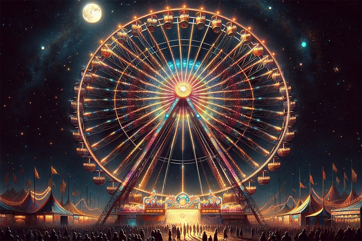 Backdrop Carnival Theme Starlit Ferris Wheel Night Backdrop BRP1-202