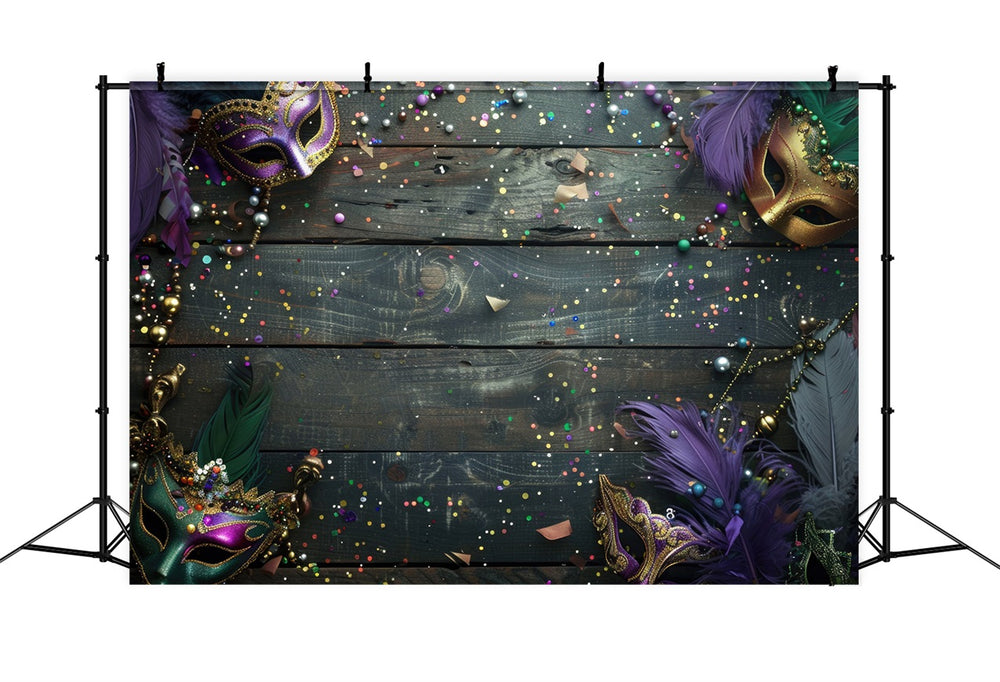 Carnival Circus Backdrop Wood Mask Feather Photography Backdrop BRP1-2