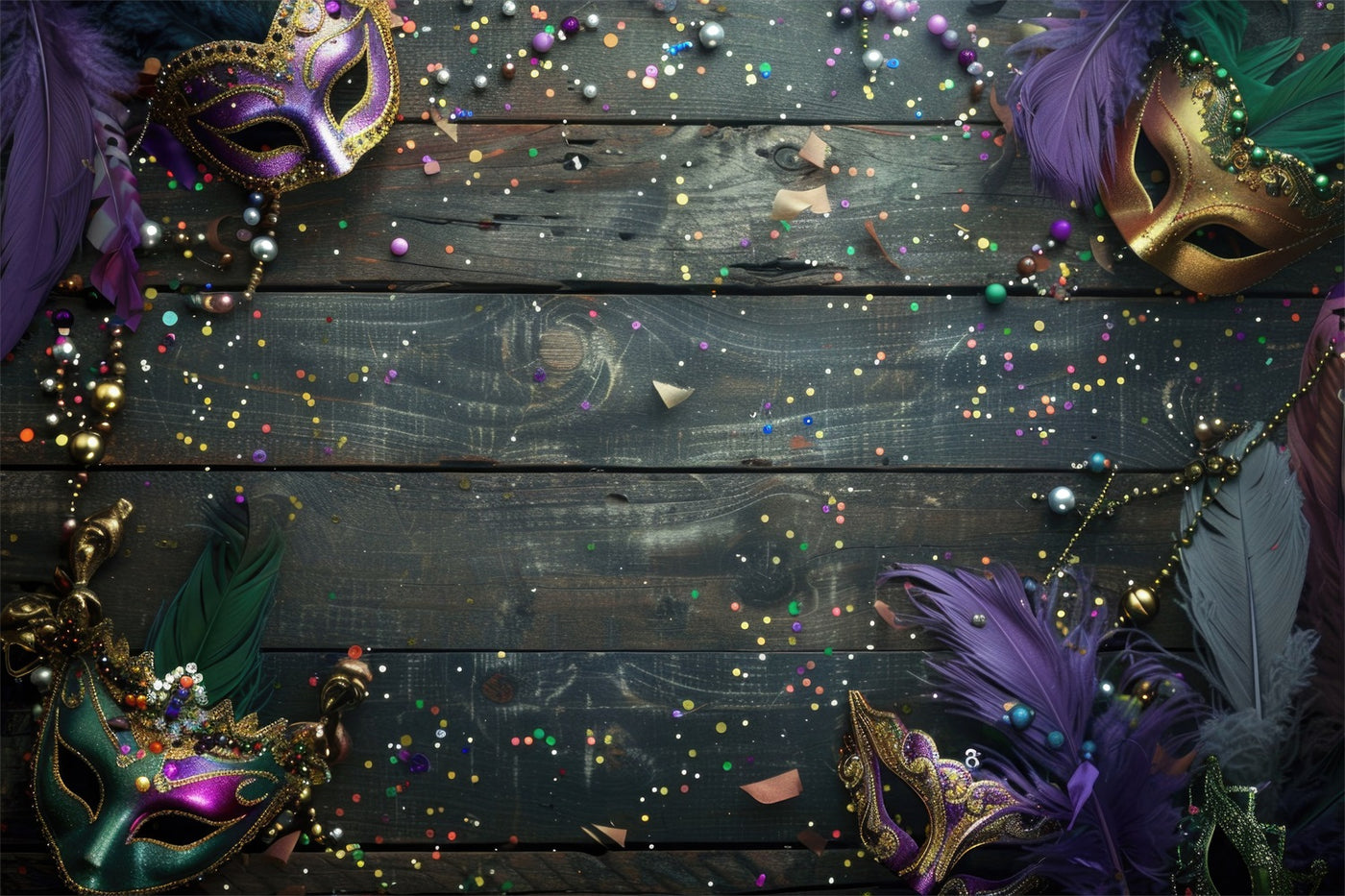 Carnival Circus Backdrop Wood Mask Feather Photography Backdrop BRP1-2