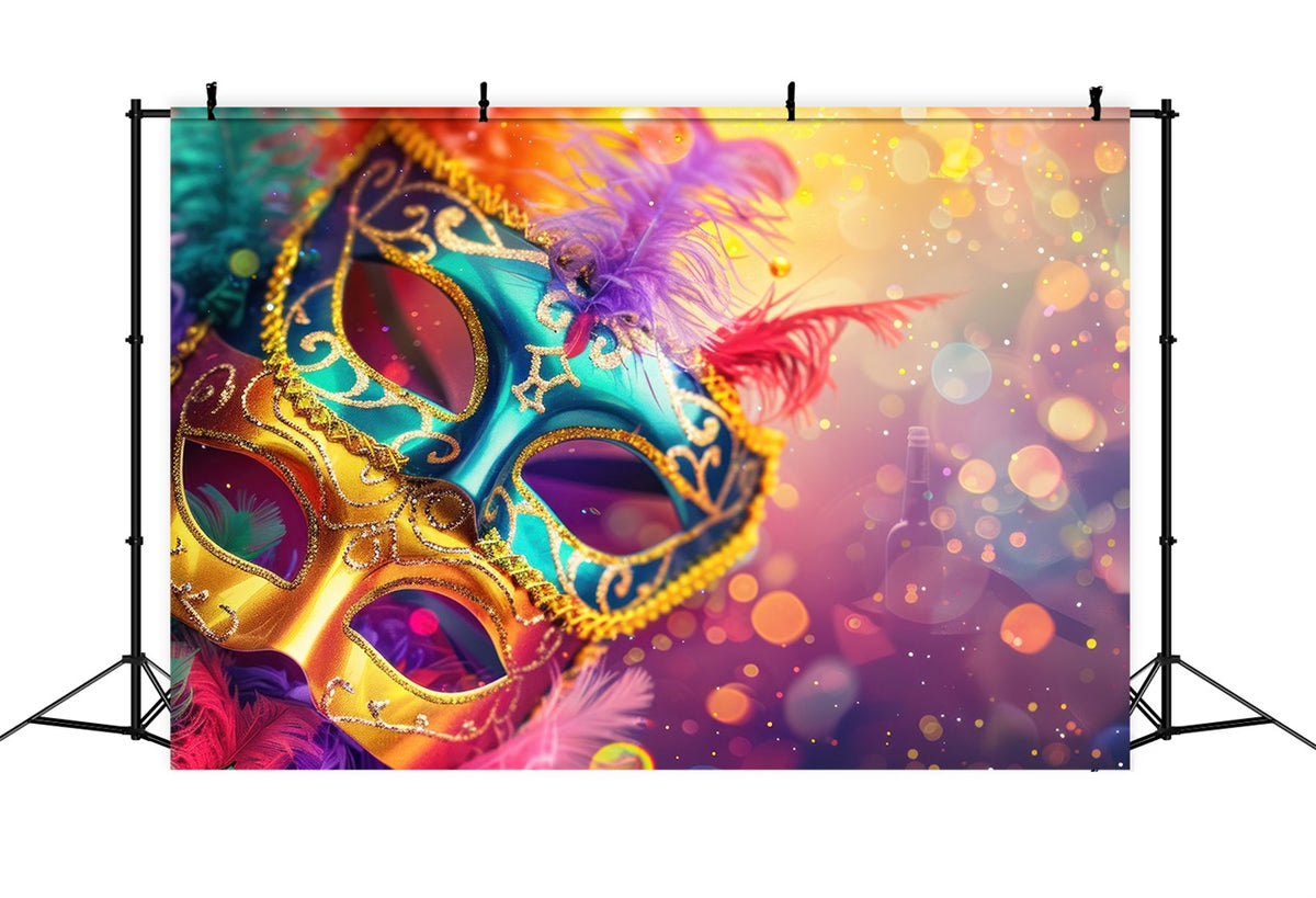 Carnival Backdrop Multicolor Mardi Gras Glitter Mask Backdrop BRP1-208