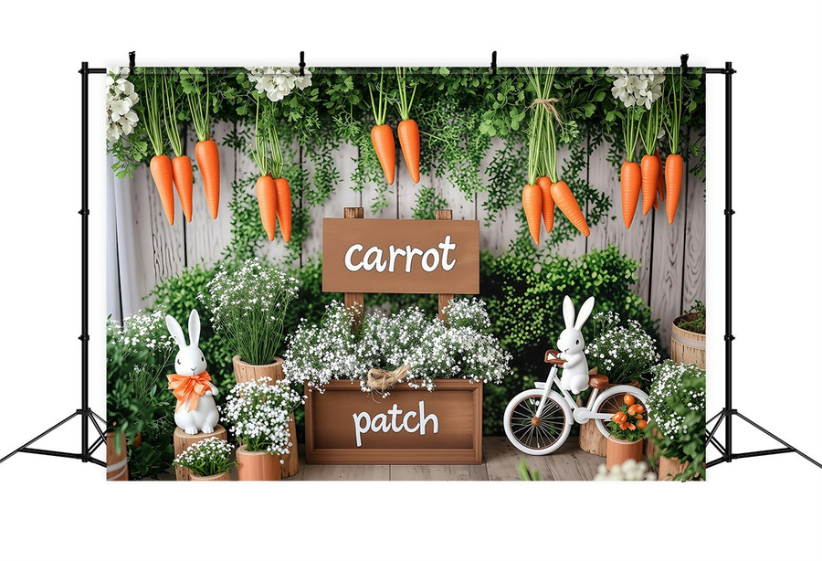 Easter Backdrops Photos Carrot Patch Greenery Setting Backdrop BRP1-21