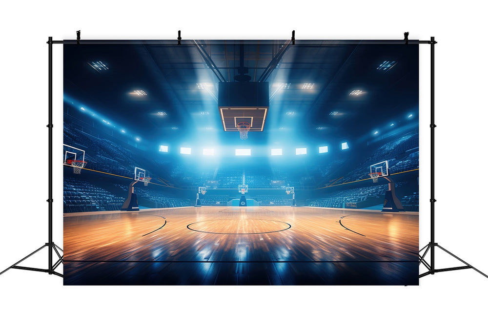 Basketball Photo Backdrop Glowing Blue Arena Backdrop BRP1-321