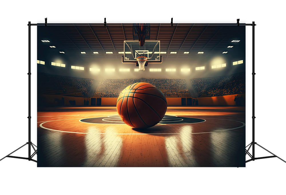 Basketball Photography Backdrops Spotlight Warm Court Backdrop BRP1-32