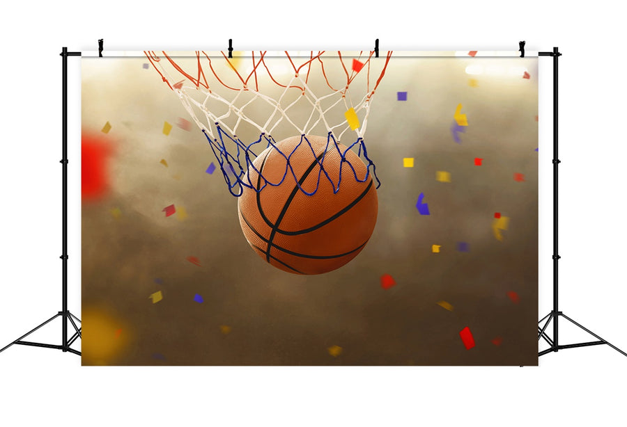 Basketball Photography Backdrop Sports Fest Confetti Backdrop BRP1-328