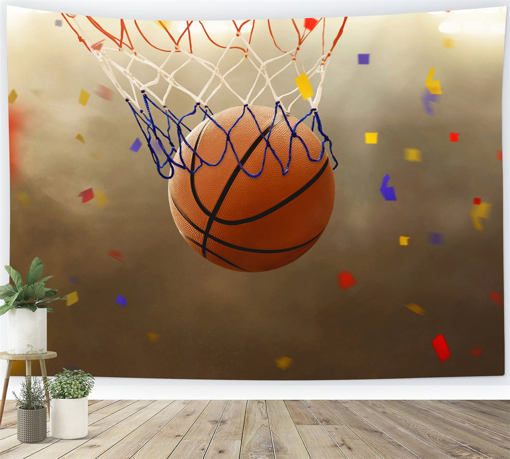 Basketball Photography Backdrop Sports Fest Confetti Backdrop BRP1-328