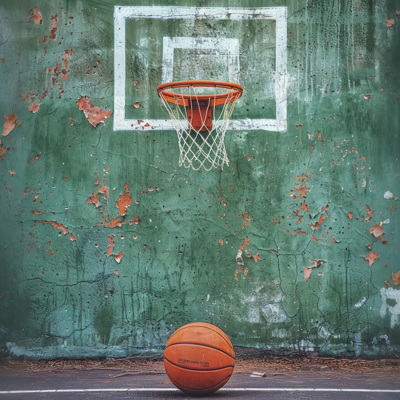 Basketball Backdrops Vintage Green Wall Hoop Backdrop BRP1-334