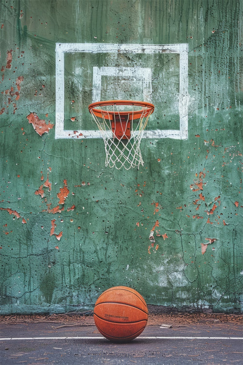 Basketball Backdrops Vintage Green Wall Hoop Backdrop BRP1-334
