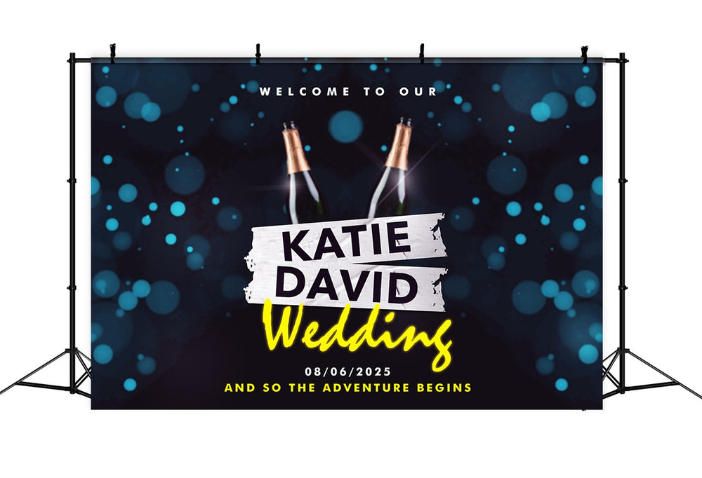 Personalized Wedding Photo Booth Backdrop Champagne Celebration Backdr