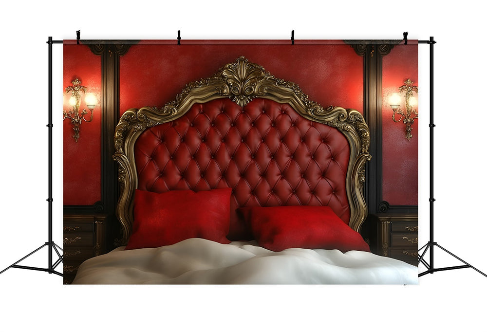 Boudoir Photography Backdrops Baroque Red Headboard Decor Backdrop BRP