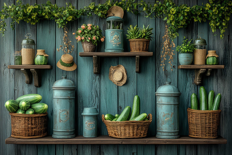 Spring Photo Backdrop Vintage Shelf Fresh Produce Backdrop BRP1-5