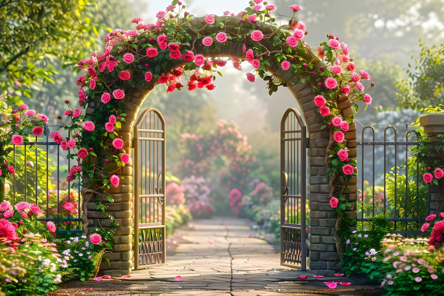 Floral Photography Backdrops Rose-Covered Arch Entrance Backdrop BRP1-