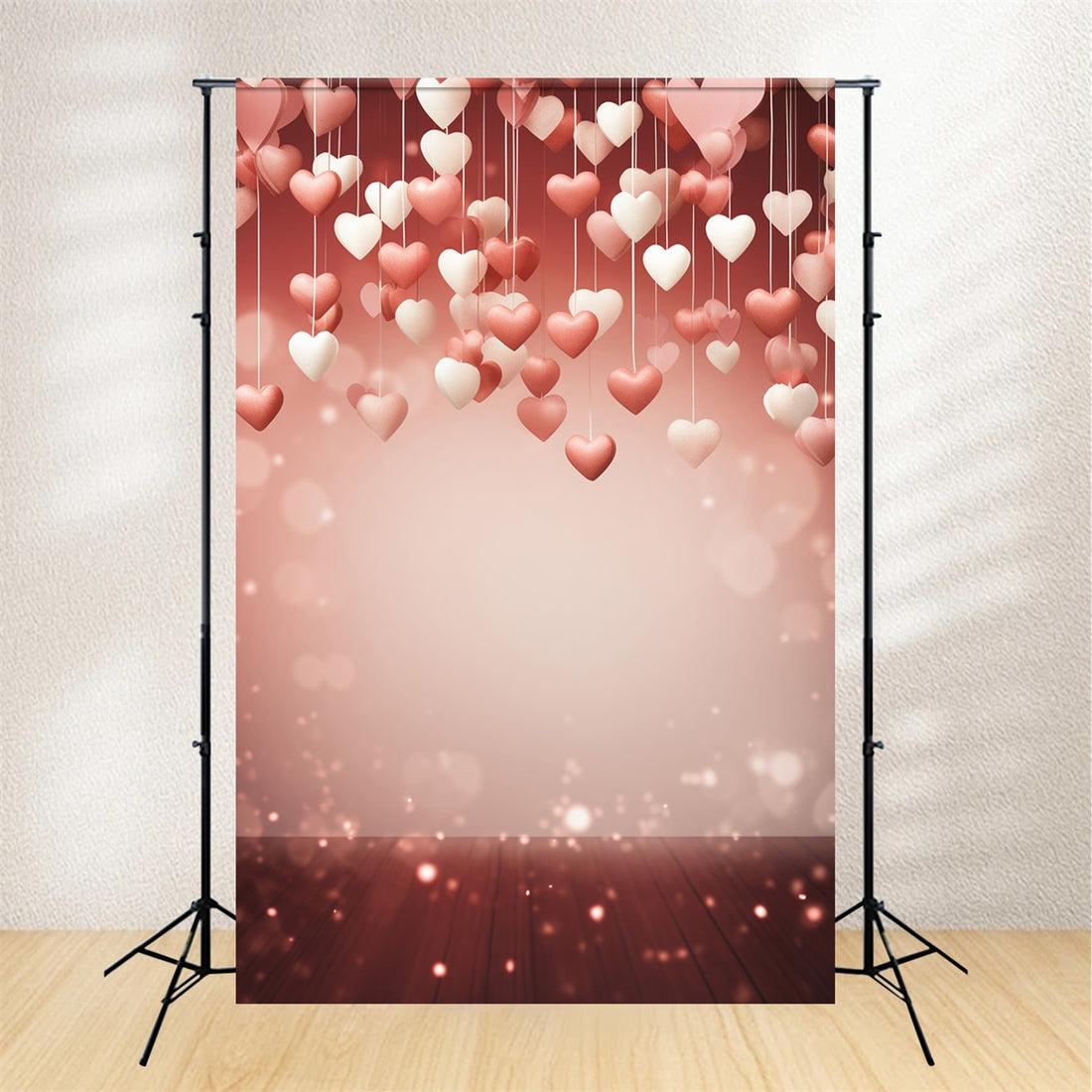 Valentine's Day Backdrop Warm Glow Dangling Hearts Backdrop BRP1-86