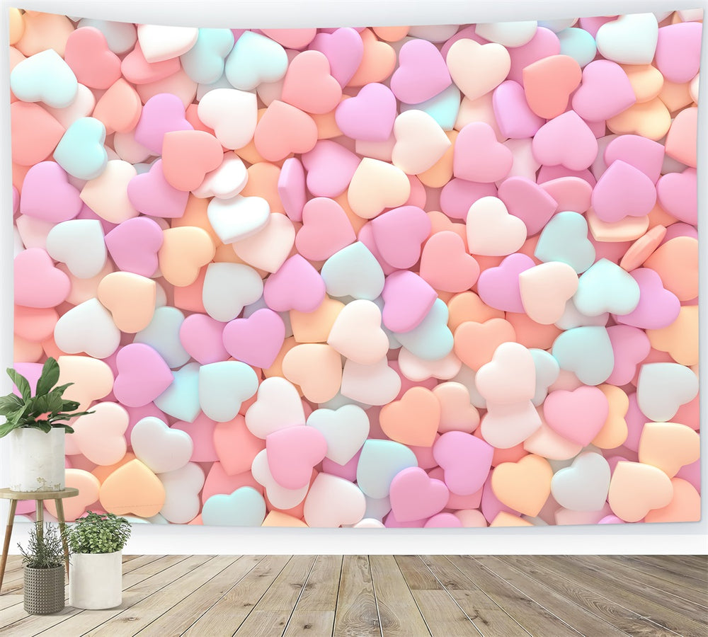 Valentine Backdrop Colorful Pastel Heart Festive Backdrop BRP1-97