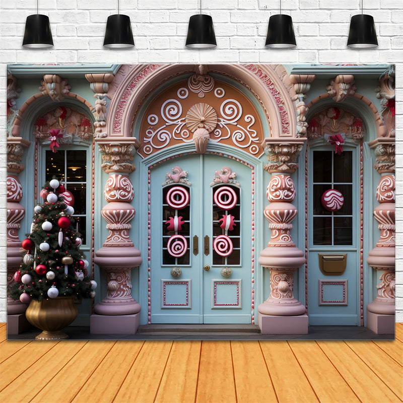 Photography Backdrops Christmas Entrance Candy Cane Decor Backdrop BRP