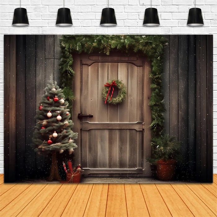 Christmas Fabric Backdrop Rustic Entrance Pine Decor Backdrop BRP10-15