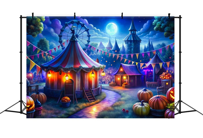 Halloween Picture Backdrop Dark Halloween Circus Scene Backdrop BRP10-