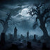 Halloween Photo Backdrop Foggy Graveyard Twisted Trees Backdrop BRP10-