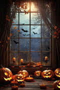 Scary Halloween Photo Backdrop Bats Haunted Window Backdrop BRP10-200