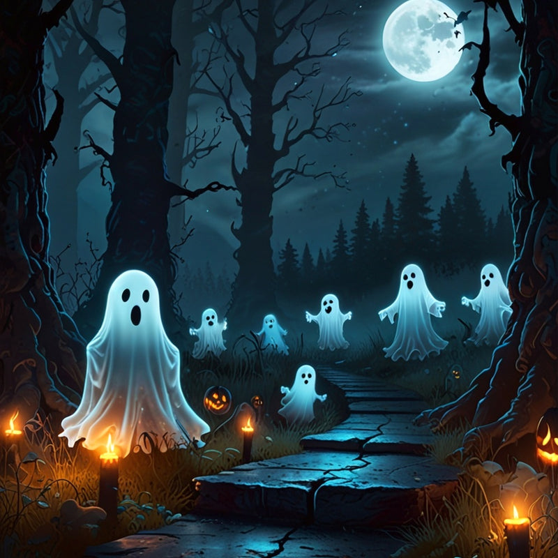 Photography Halloween Backdrops Spooky Ghosts Dark Forest Backdrop BRP
