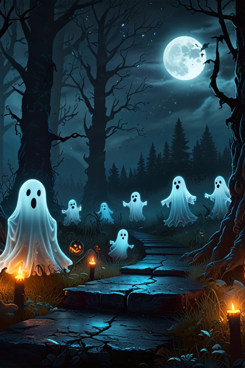 Photography Halloween Backdrops Spooky Ghosts Dark Forest Backdrop BRP