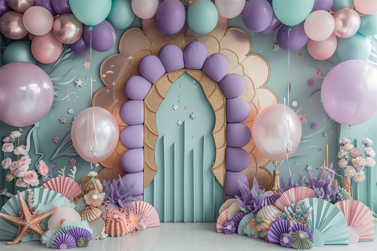 Happy Birthday Backdrop Ocean Party Shells Backdrop BRP10-304 – Dbackdrop