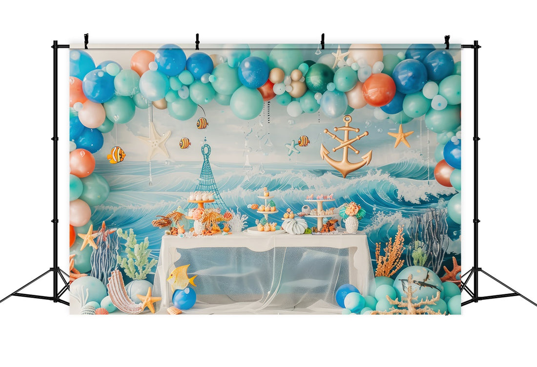 Birthday Backdrop Nautical Anchor Ocean-Themed Backdrop BRP10-307