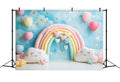 Birthday Party Backdrop Clouds Balloons Rainbow Arch Backdrop BRP10-32