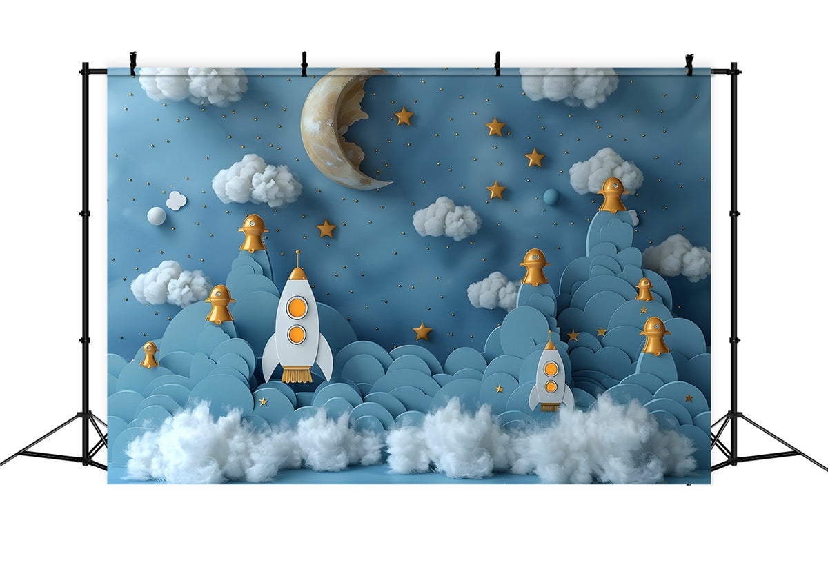 Birthday Photoshoot Backdrop Space Exploration Rockets Backdrop BRP10-