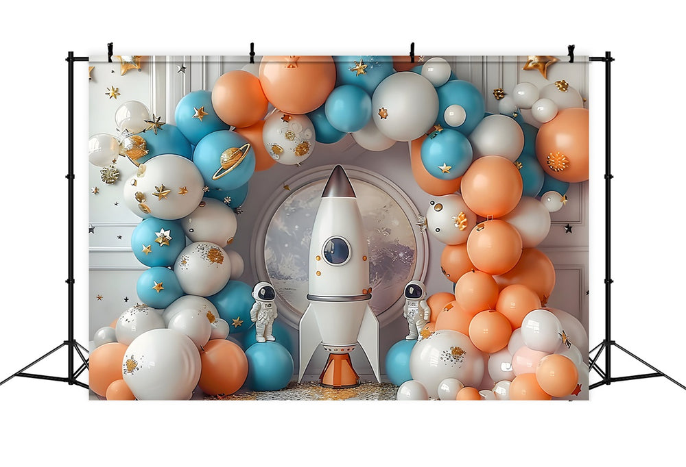 Birthday Photoshoot Backdrop Ideas Rocket Launch Astronaut Backdrop BR