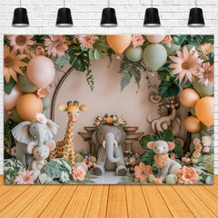 Photo Booth Backdrop Birthday Jungle-Themed Animal Balloon Backdrop BR