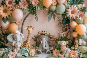 Photo Booth Backdrop Birthday Jungle-Themed Animal Balloon Backdrop BR